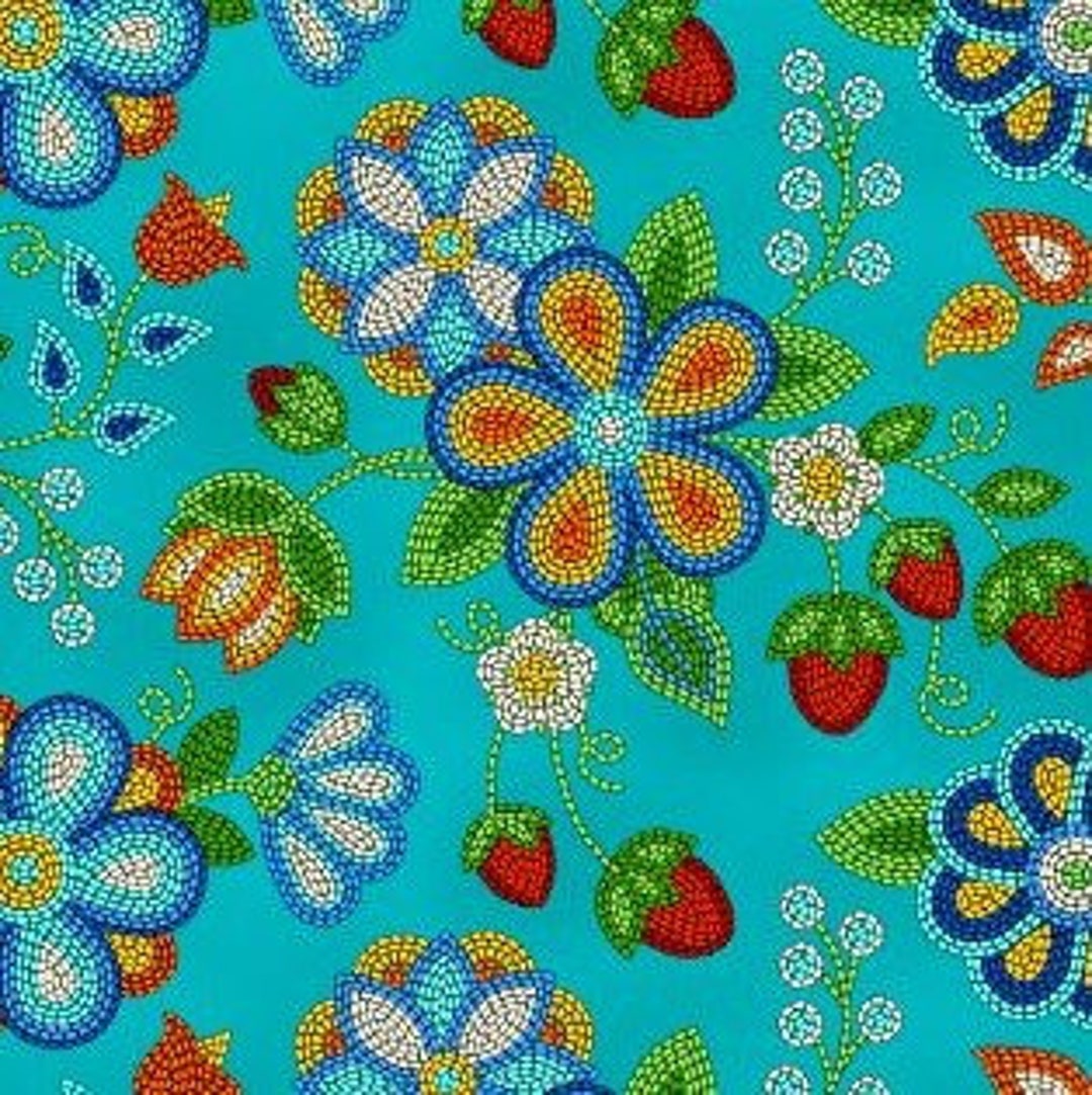 Elizabeth Studios Native Pattern Beaded Strawberry Flowers, Turquoise 1 ...