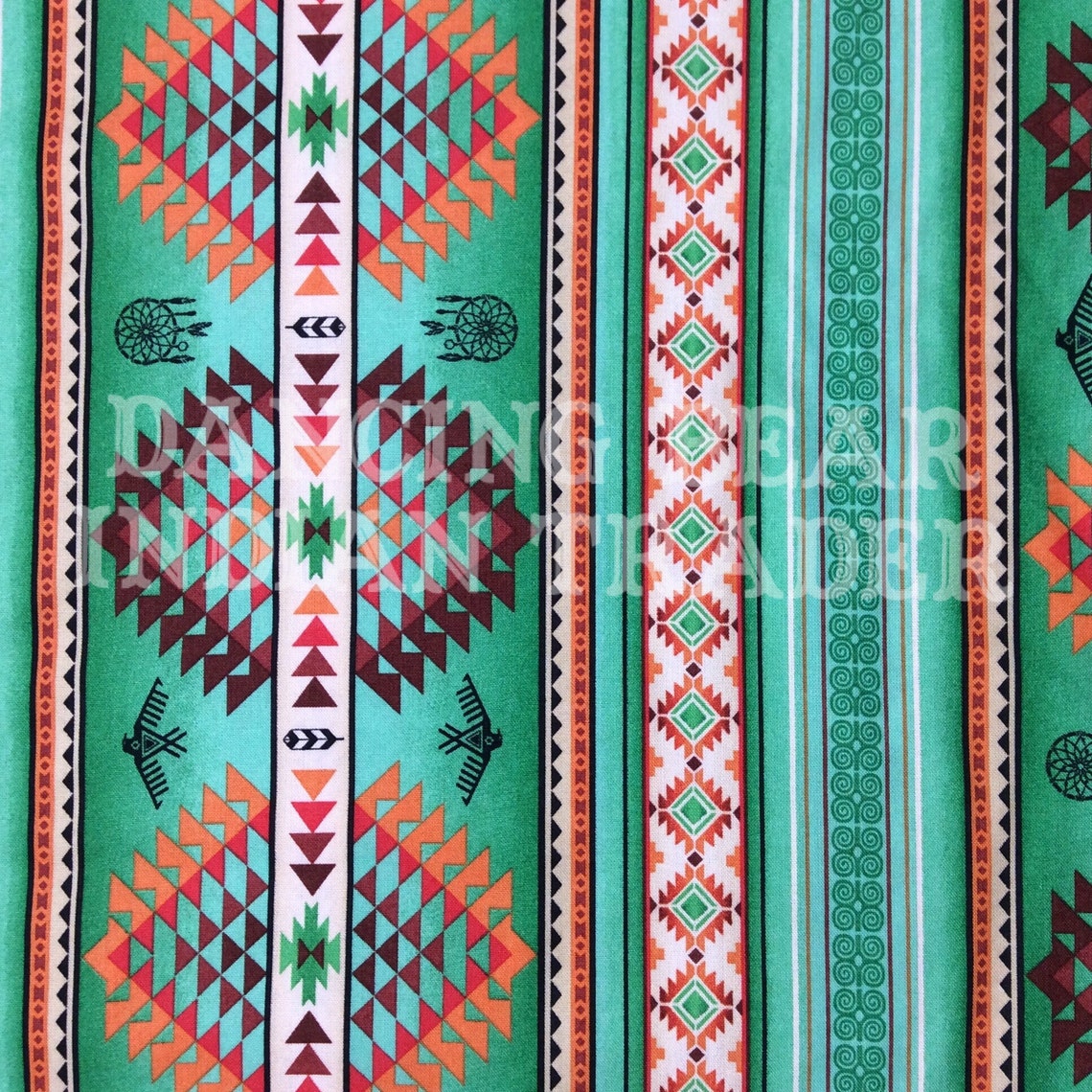 Elizabeth Studios Native Pattern Thunderbird Stripe Green 1 - Etsy