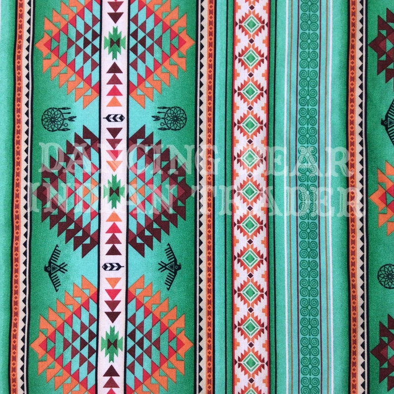 Elizabeth Studios Native Pattern Thunderbird Stripe Green 1 - Etsy