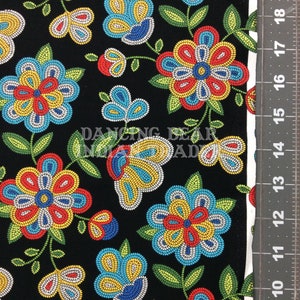Elizabeth Studios Native Pattern Beaded Flowers, Black 1 Yard 100% ...