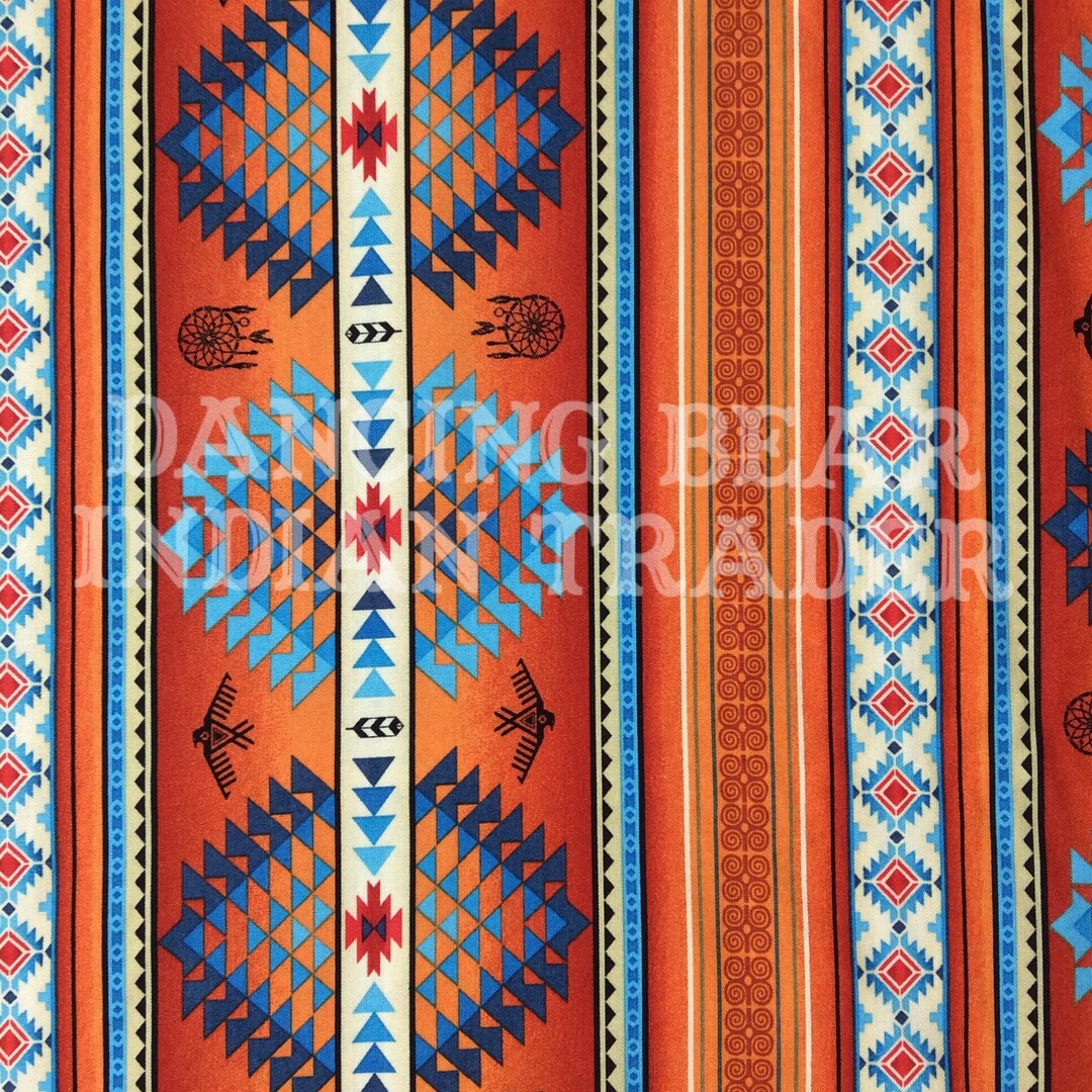 Elizabeth Studios Native Pattern Thunderbird Stripe Terra Cotta 1 Yard ...