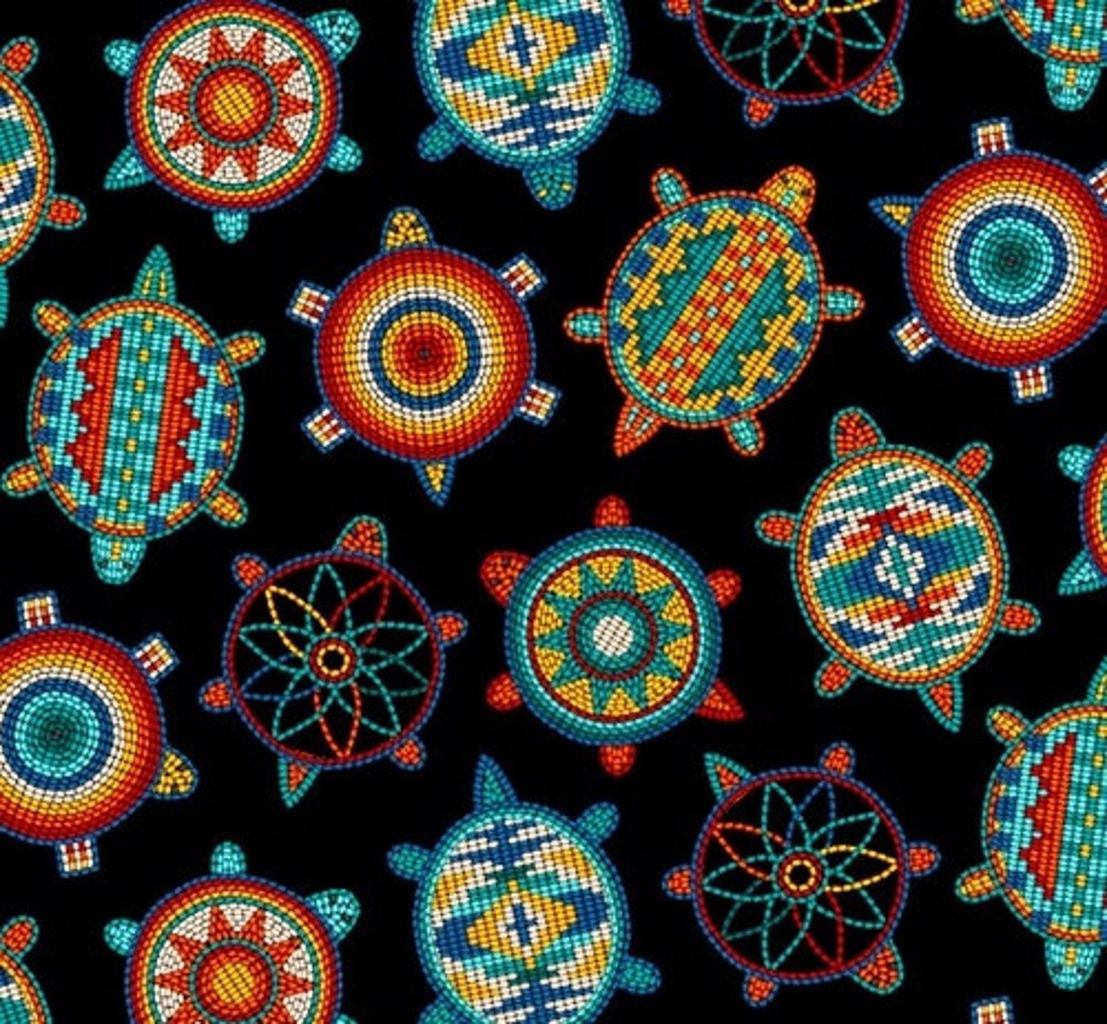 Elizabeth Studios Native Pattern Beaded Turtle Black 1 Yard - Etsy