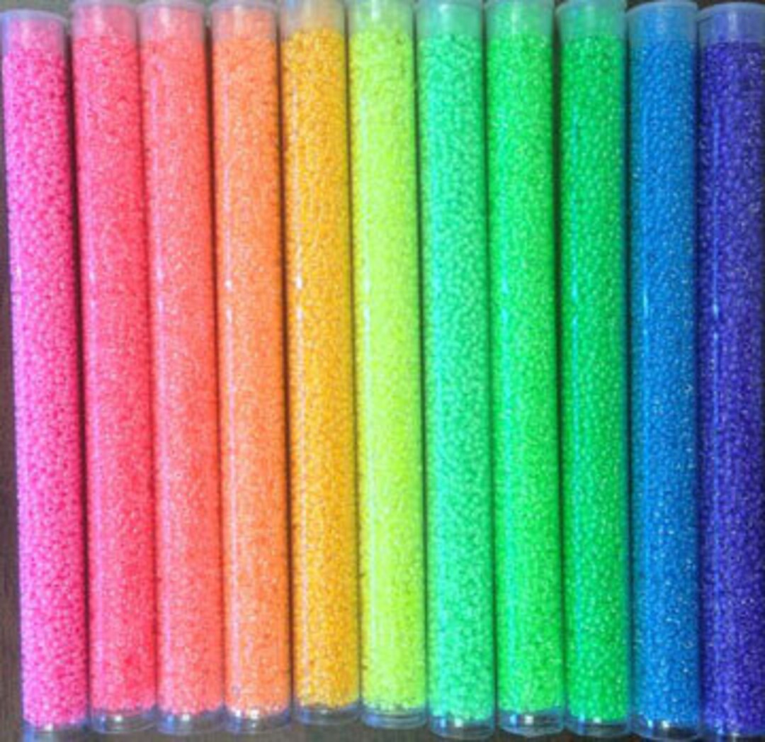 Japanese Size 11/0 Neon Bead Set, 12 Colors UV Reactive - Etsy