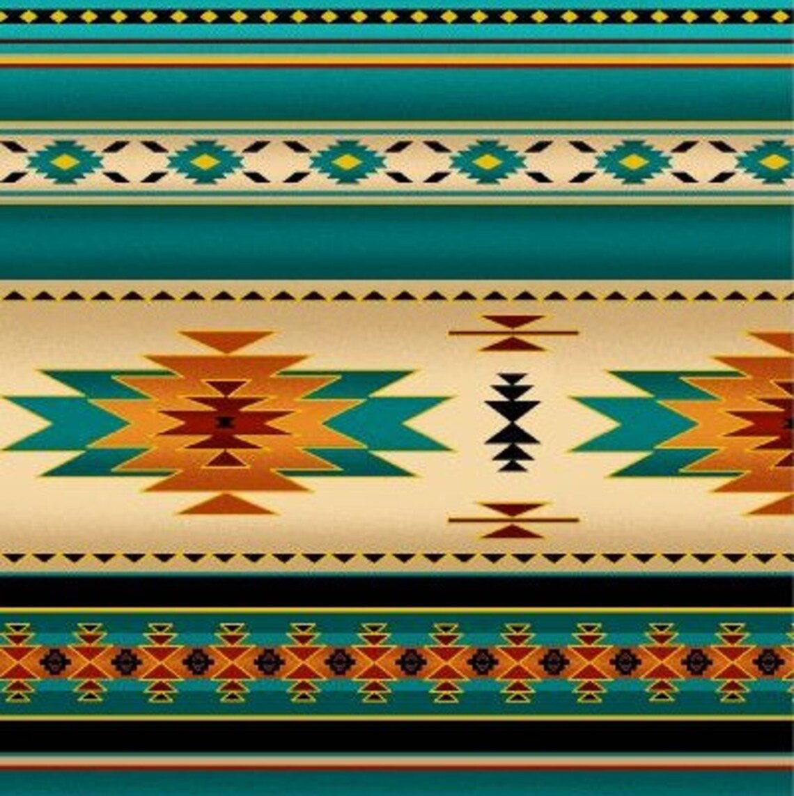 Elizabeth Studios Native Pattern Metallic Stripe Turquoise 1 - Etsy