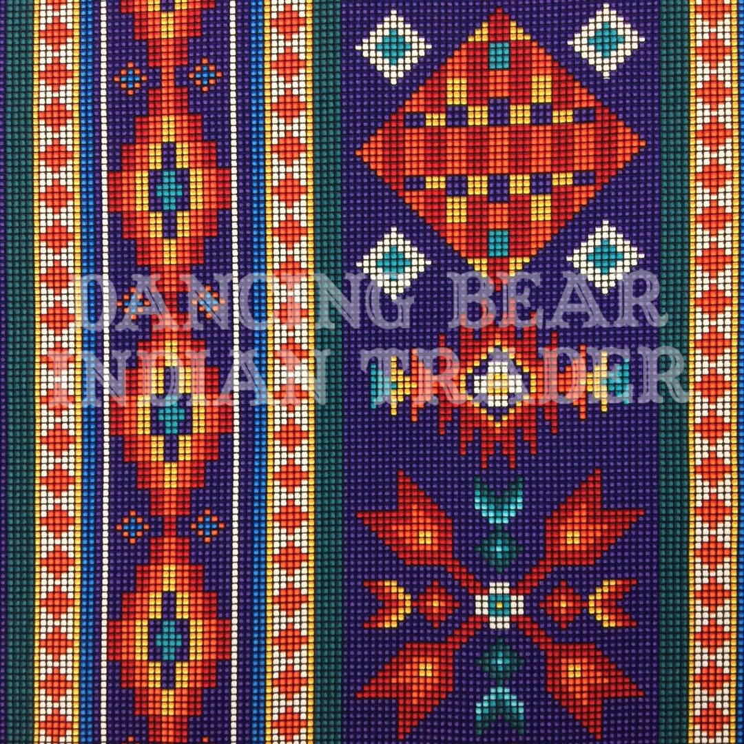 Elizabeth Studios Native Pattern Beaded Stripe Purple, 1 Yard 100% ...