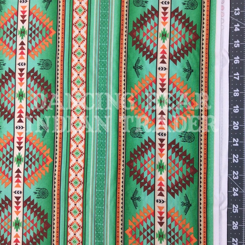 Elizabeth Studios Native Pattern Thunderbird Stripe Green 1 - Etsy