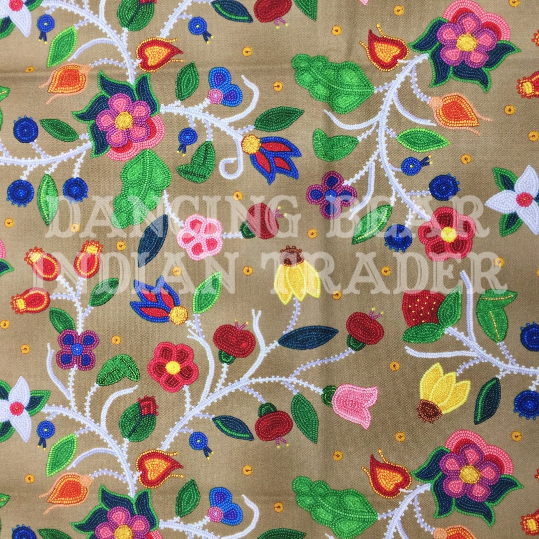 Elizabeth Studios Spring Majesty Beaded Berries & Flowers Earth 1 Yard ...