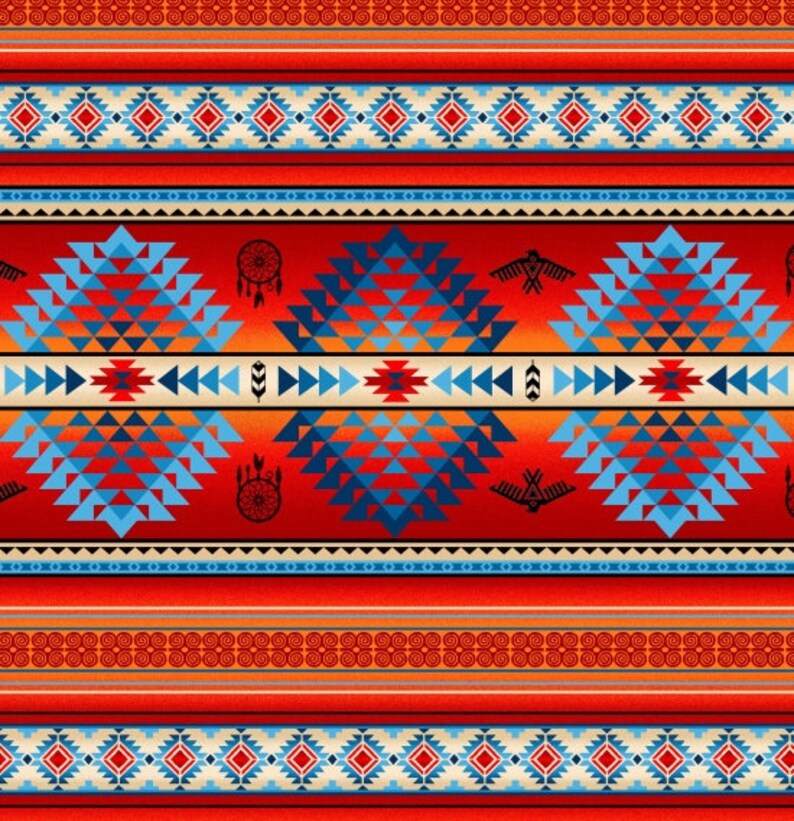Elizabeth Studios Native Pattern Thunderbird Stripe Terra - Etsy
