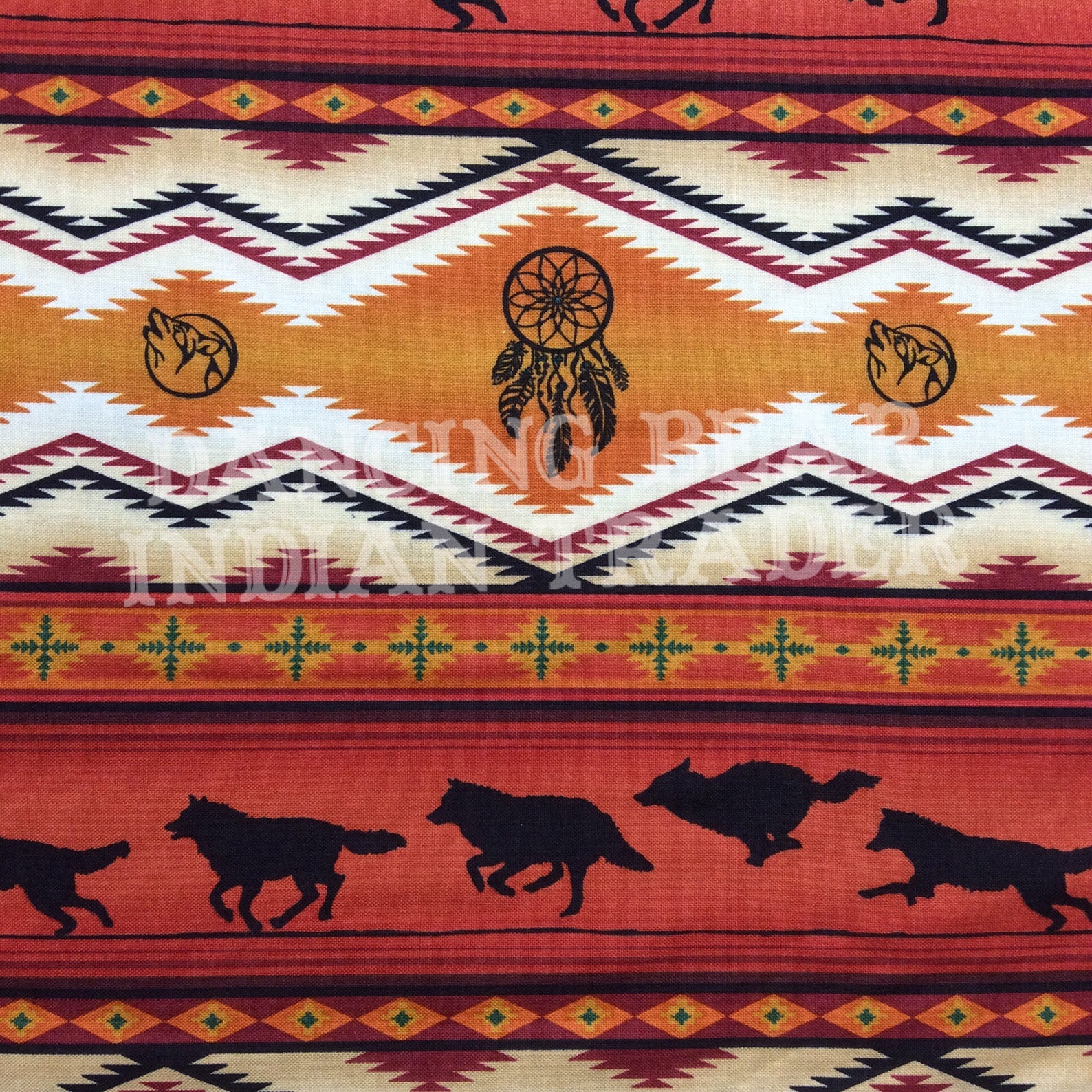 Elizabeth Studios Native Pattern Wolves Terra 1 Yard | Etsy