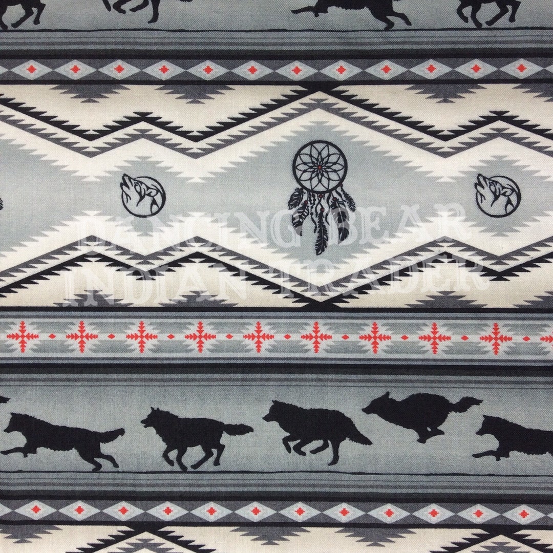 Elizabeth Studios Native Pattern Wolves Gray, 1 Yard - Etsy