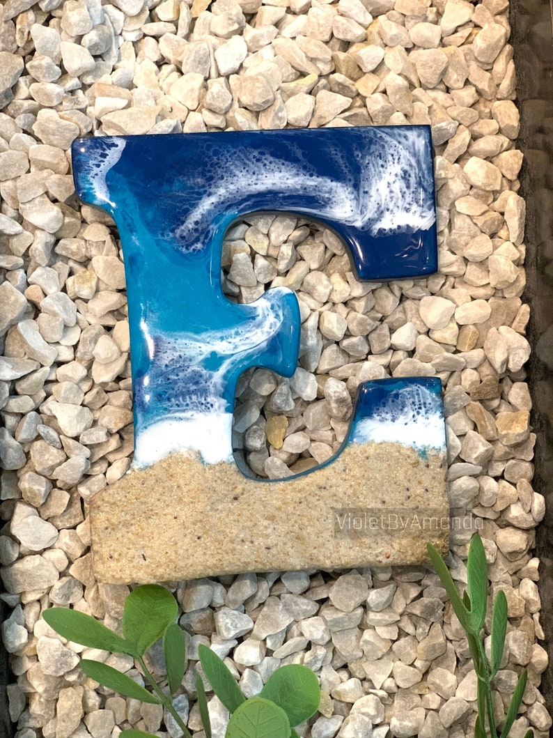 Custom Beach Resin Letters Handmade Ocean Resin Letters Personalized Beach Letter Epoxy Letter ...