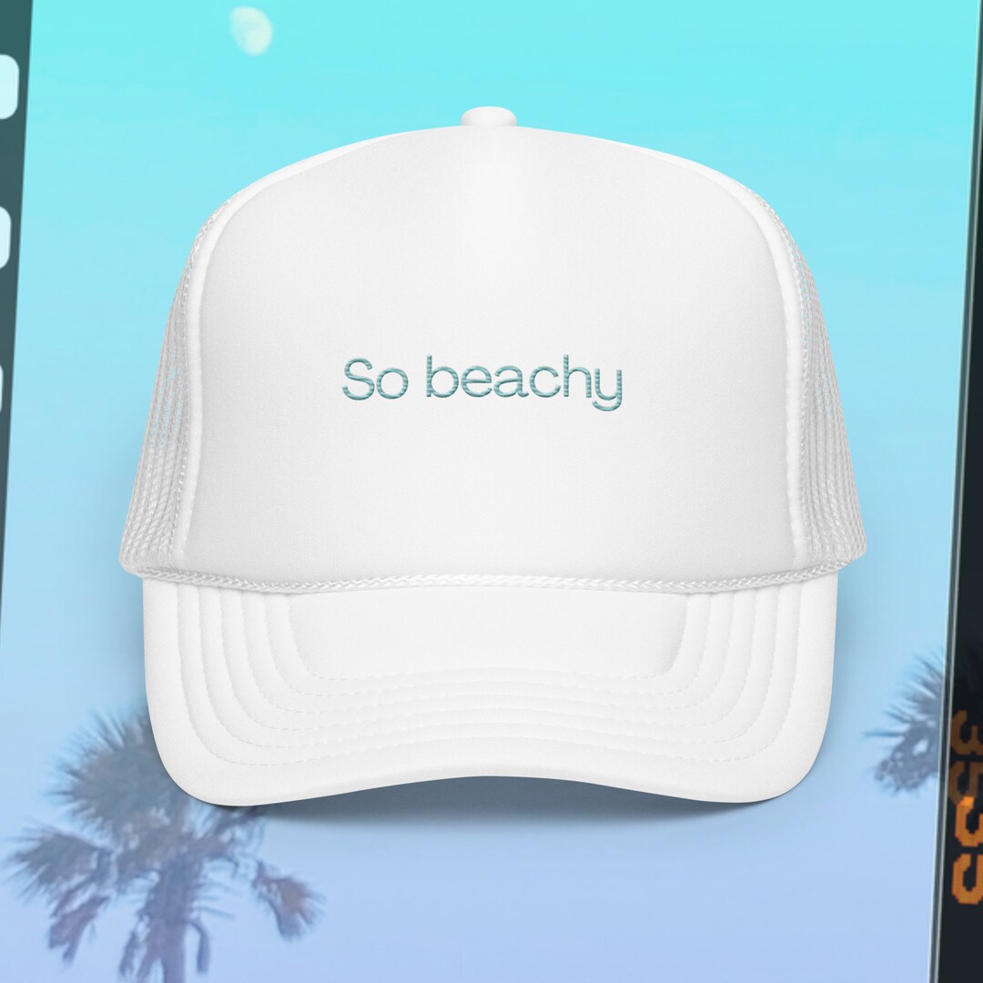 Beach Embroidered Trucker Hat Minimalist Beach Hat Beach Hat Summer Hat ...