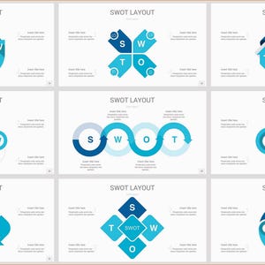 Custom-built SWOT Analysis Blue Templates, Swot Layout Infographics ...