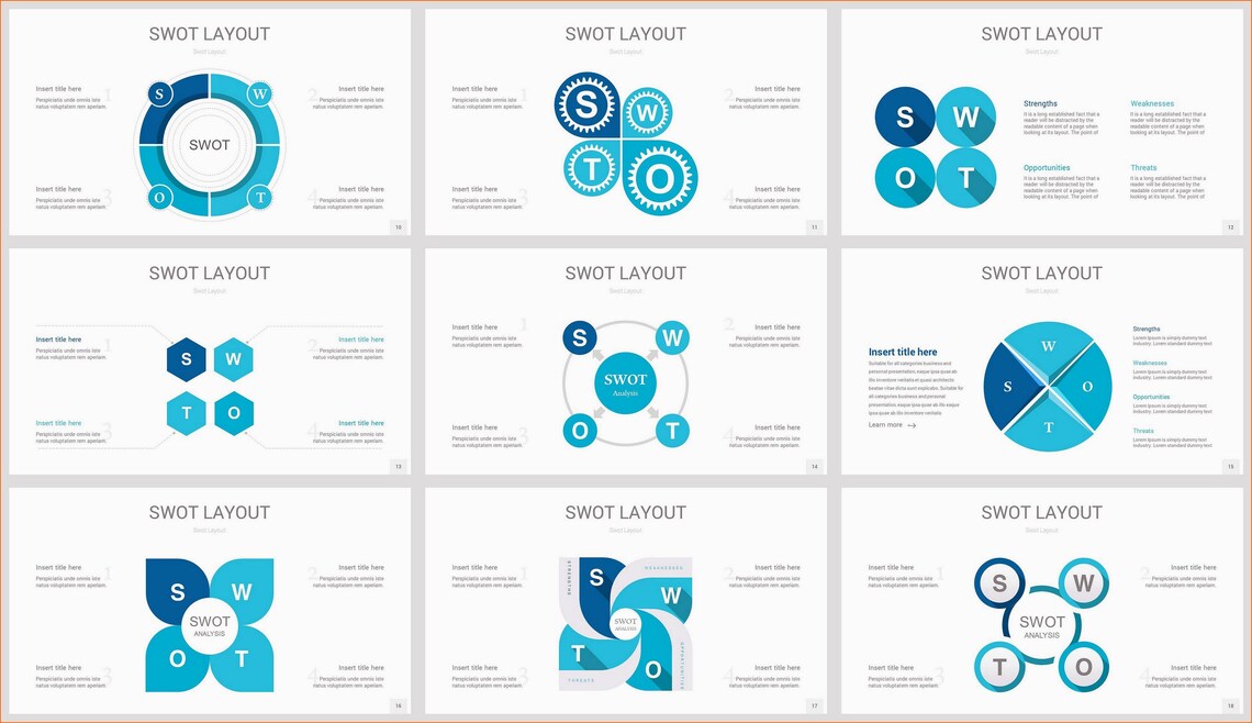 Custom-built SWOT Analysis Blue Templates, Swot Layout Infographics ...