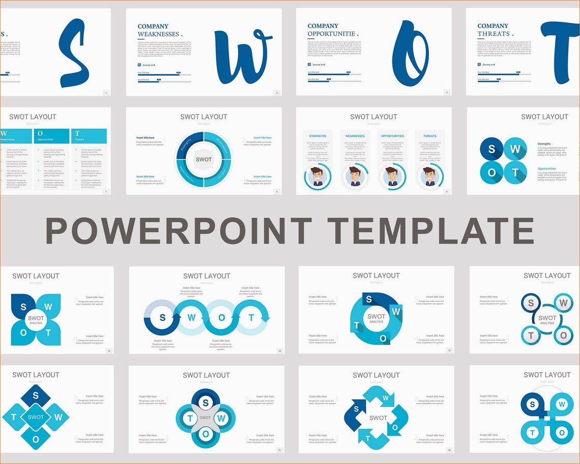 Custom-built SWOT Analysis Blue Templates, Swot Layout Infographics ...