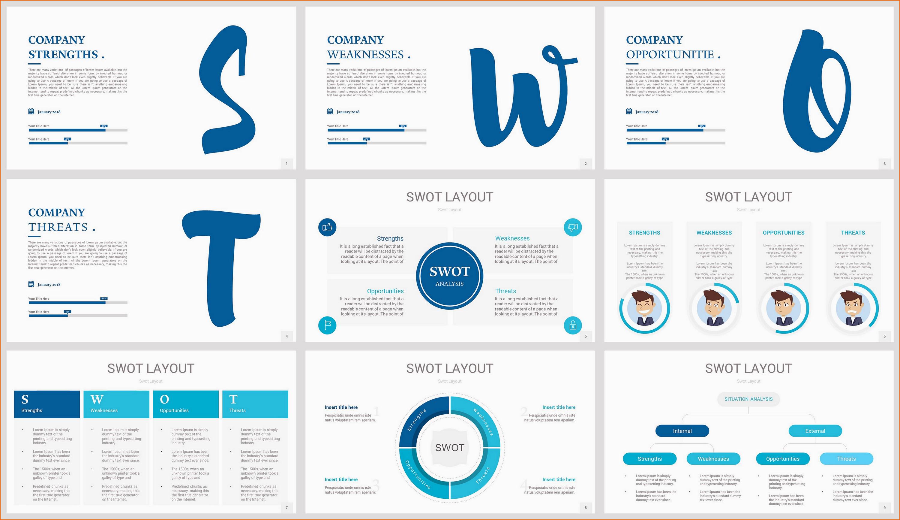 Custom-built SWOT Analysis Blue Templates, Swot Layout Infographics ...