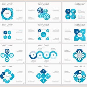 Custom-built SWOT Analysis Blue Templates, Swot Layout Infographics ...