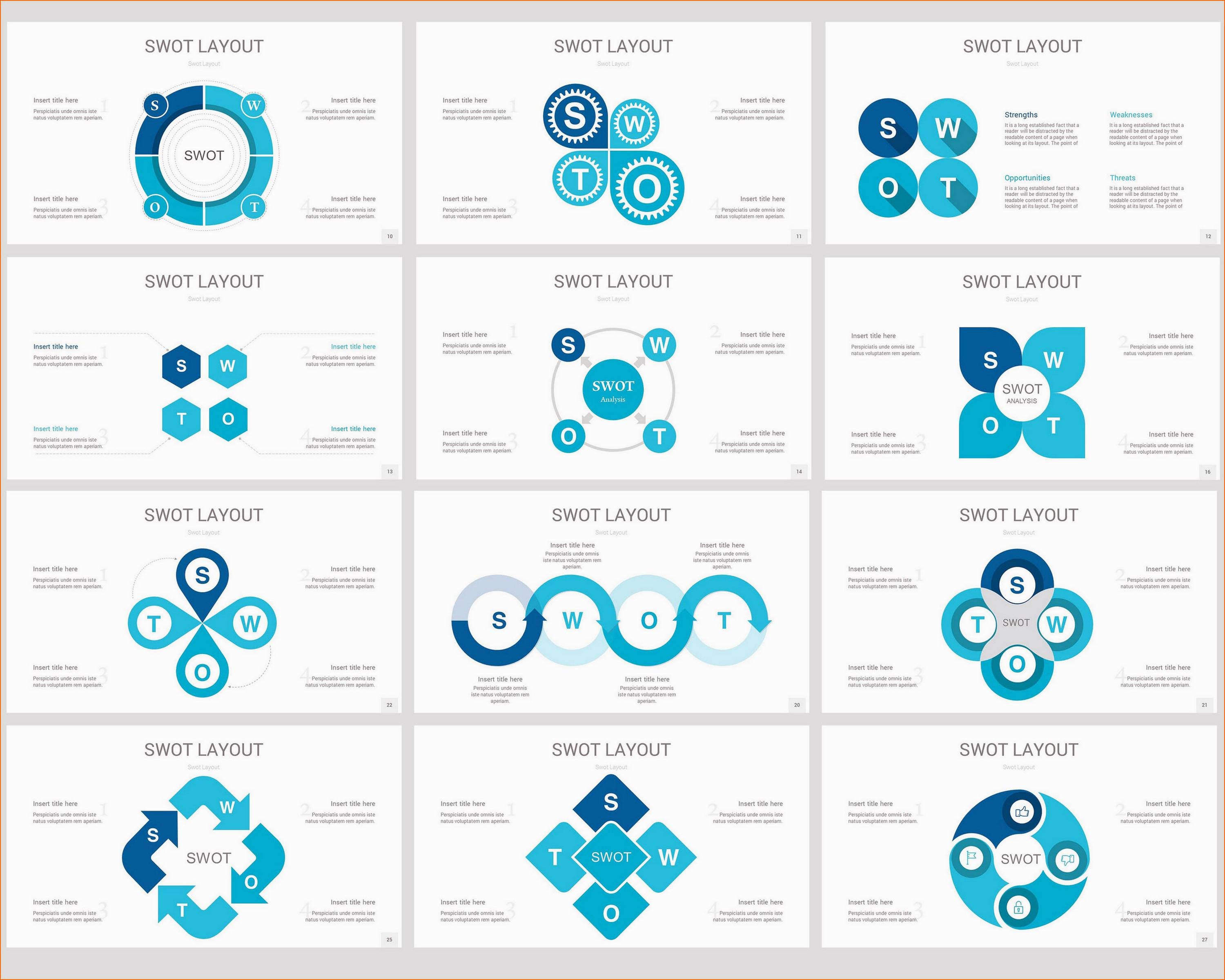 Custom-built SWOT Analysis Blue Templates, Swot Layout Infographics ...
