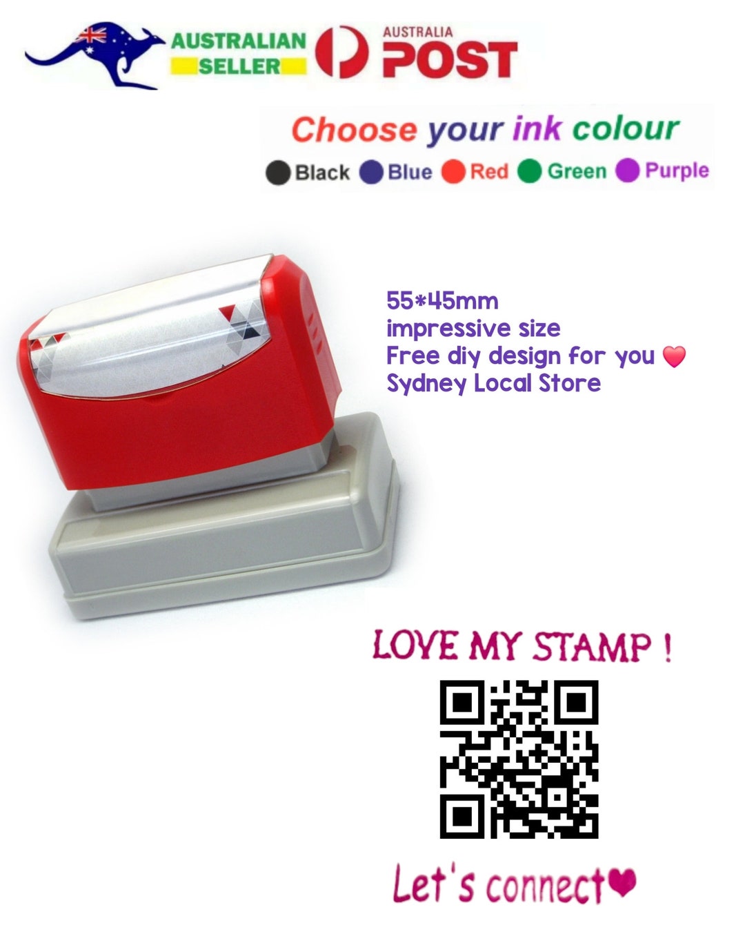Local Business Self Inking Stamp QR Code Personalized Stamp Social ...