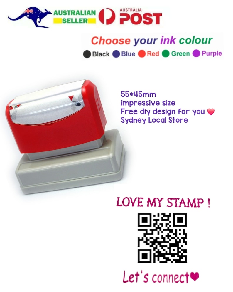 Local Business Self Inking Stamp QR Code Personalized Stamp Social Media Stamp Instagram Stamp ...