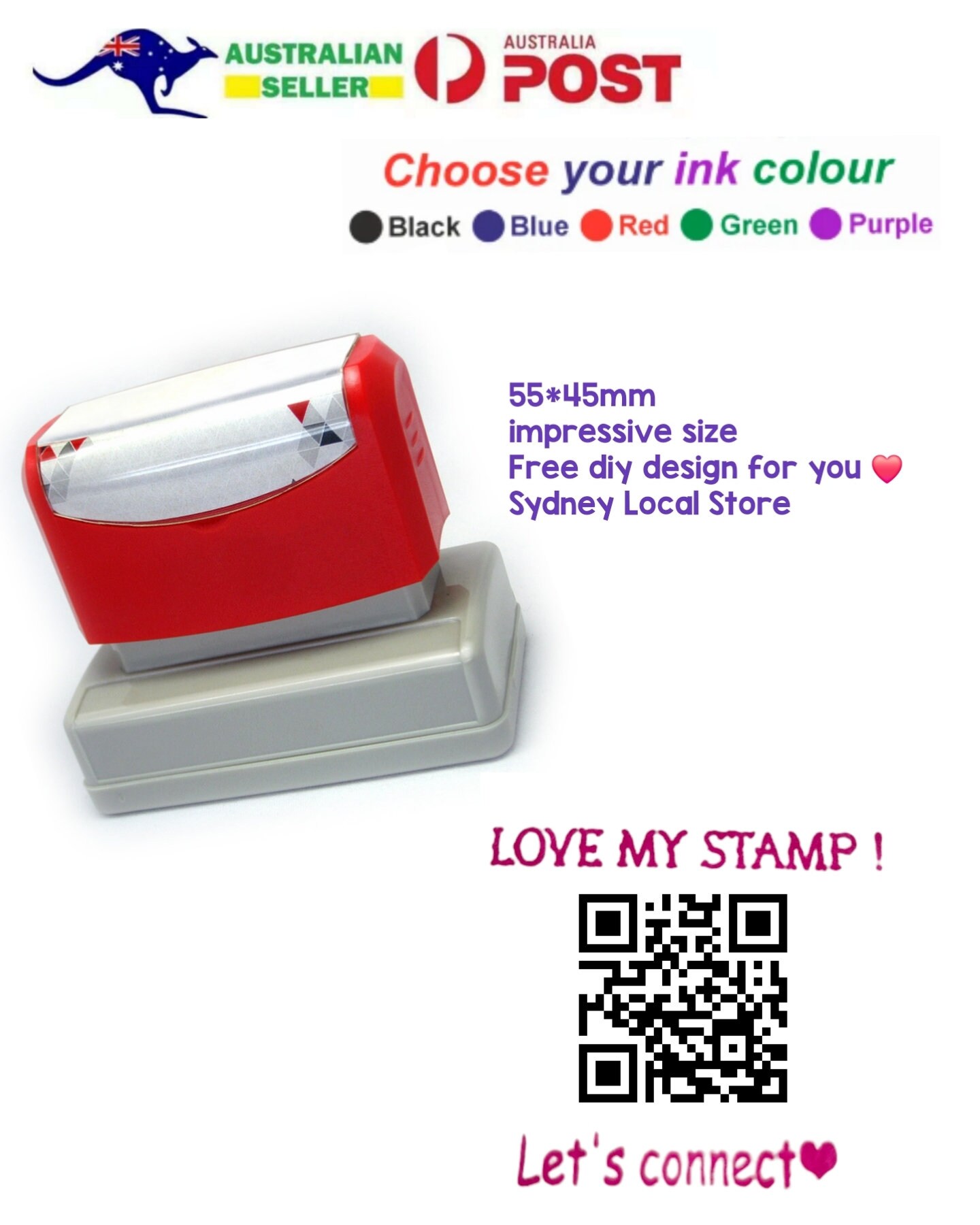 Local Business Self Inking Stamp QR Code Personalized Stamp Social ...