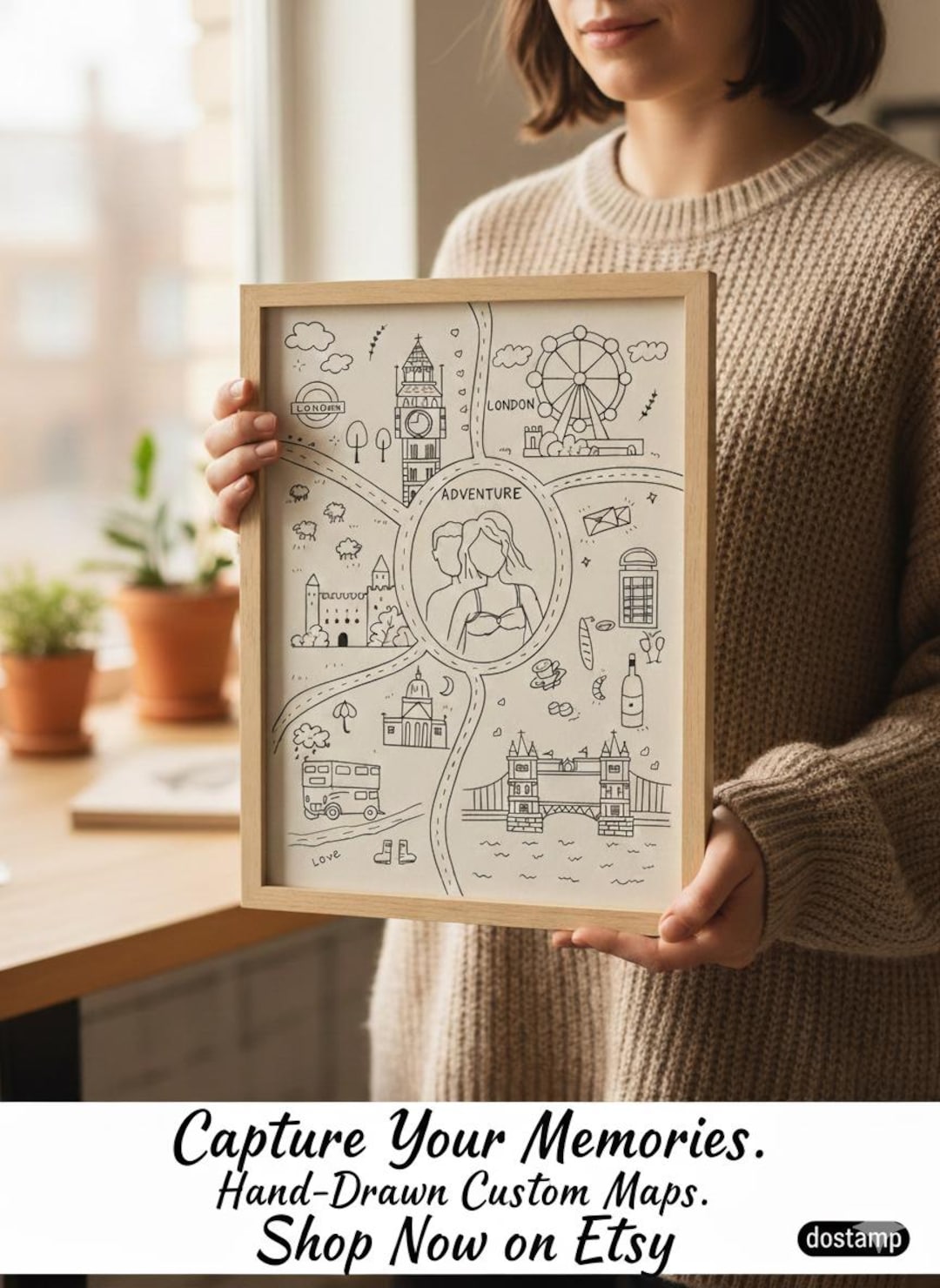 Custom Hand-drawn Relationship Map | Personalized Love Story Map for ...