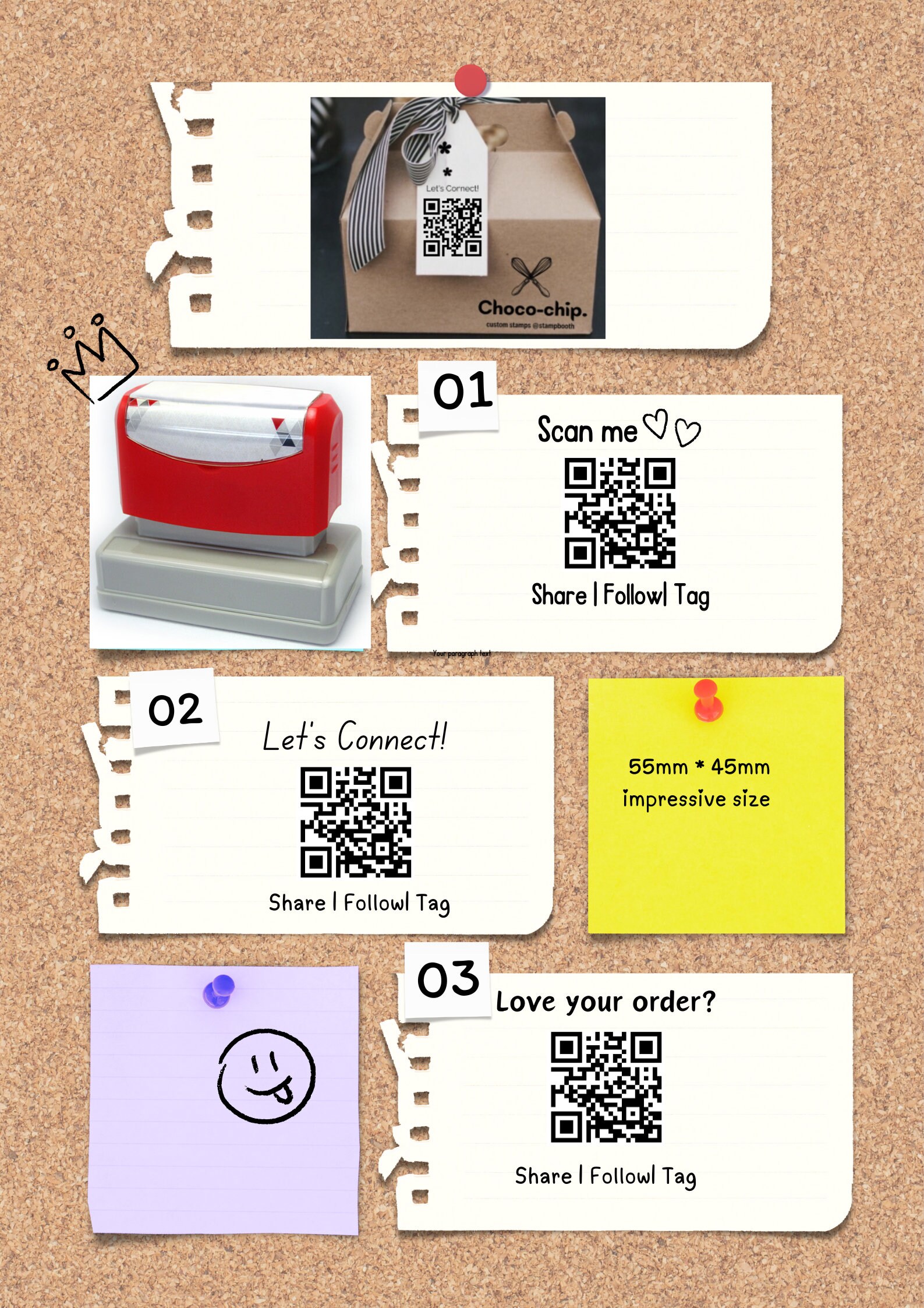 Local Business Self Inking Stamp QR Code Personalized Stamp Social ...