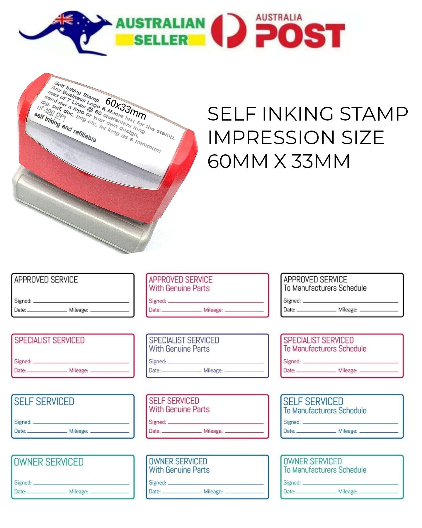 Self Inking Garage Mechanic Home Service Stamp -60x33mm AU Stock Large ...