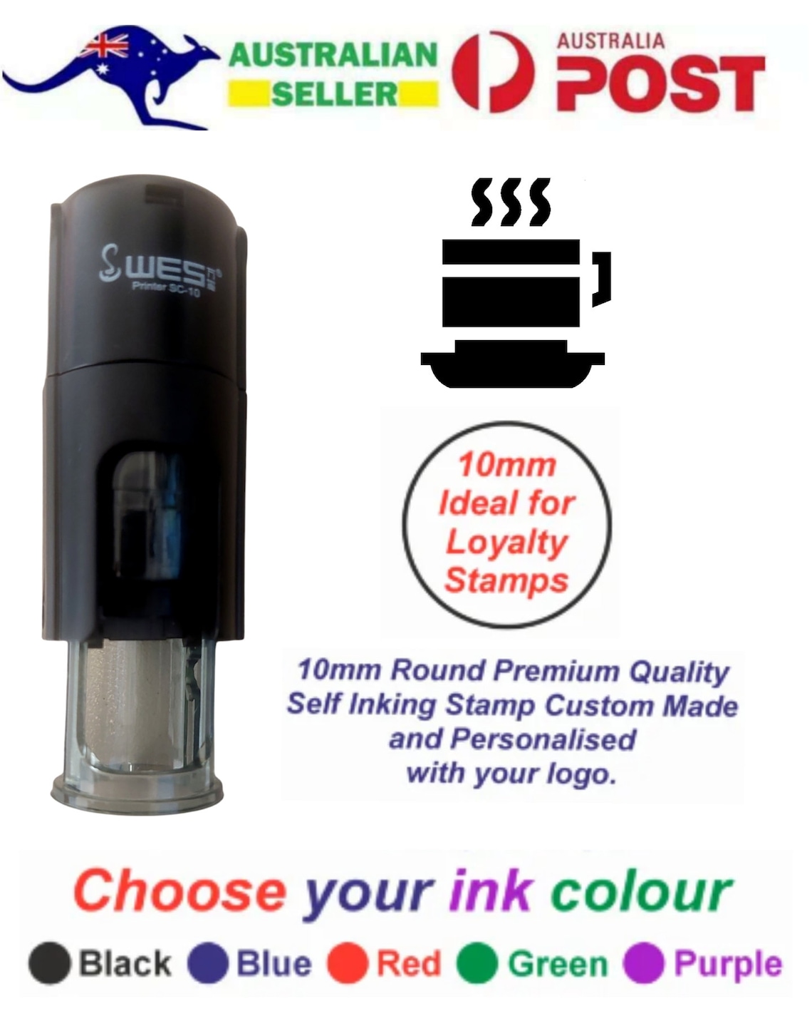 Custom Loyalty Card Logo Stamp, Custom Self-ink Rubber Stamp, Small ...