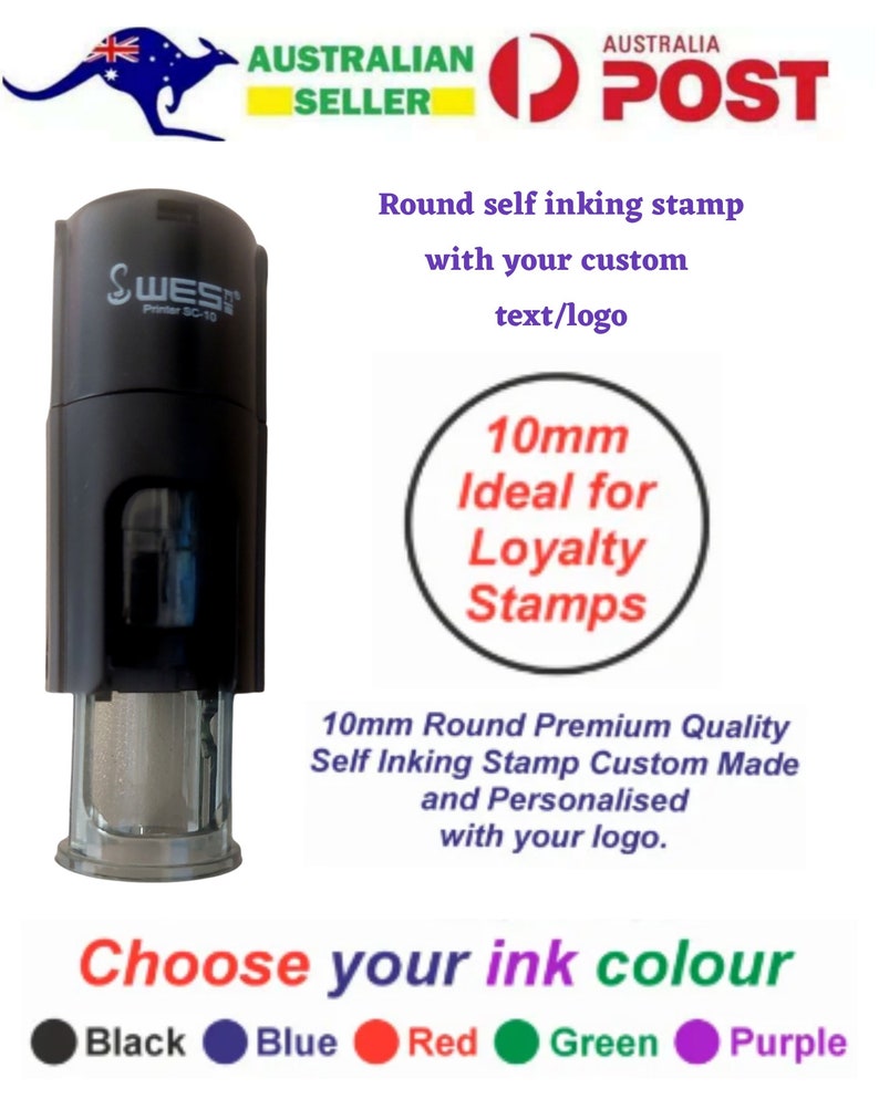 Custom Loyalty Card Logo Stamp, Custom Self-ink Rubber Stamp, Small Loyalty Card Stamp, Custom ...