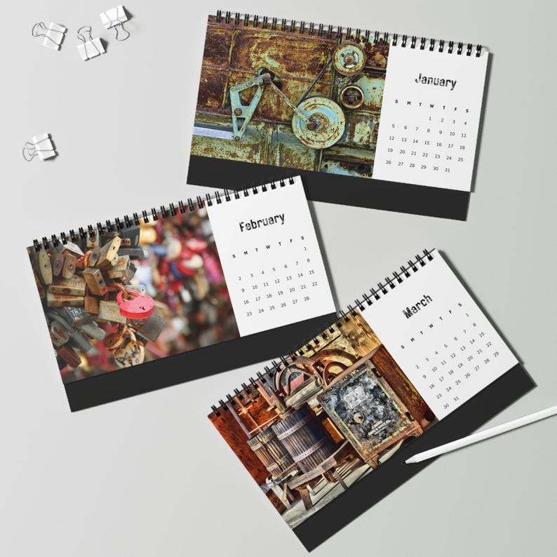 Rusty Relics 2025 Desk Calendar, Stand up Monthly - Etsy