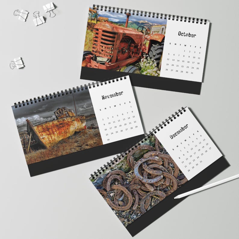 Rusty Relics 2025 Desk Calendar, Stand up Monthly - Etsy