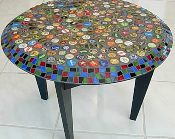 Beer Caps and Stained Glass Mosaic Table Michigan - Etsy