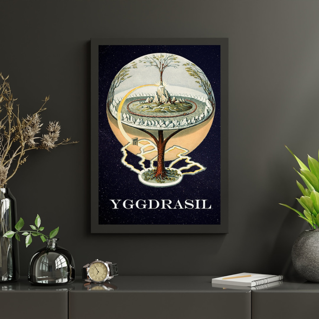 Yggdrasil Map Old Norse Sacred Tree Mythology Map Nine Worlds Map ...