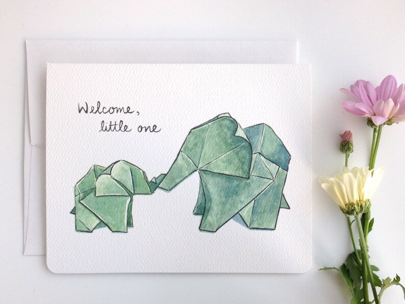Origami Elephants Card | Etsy
