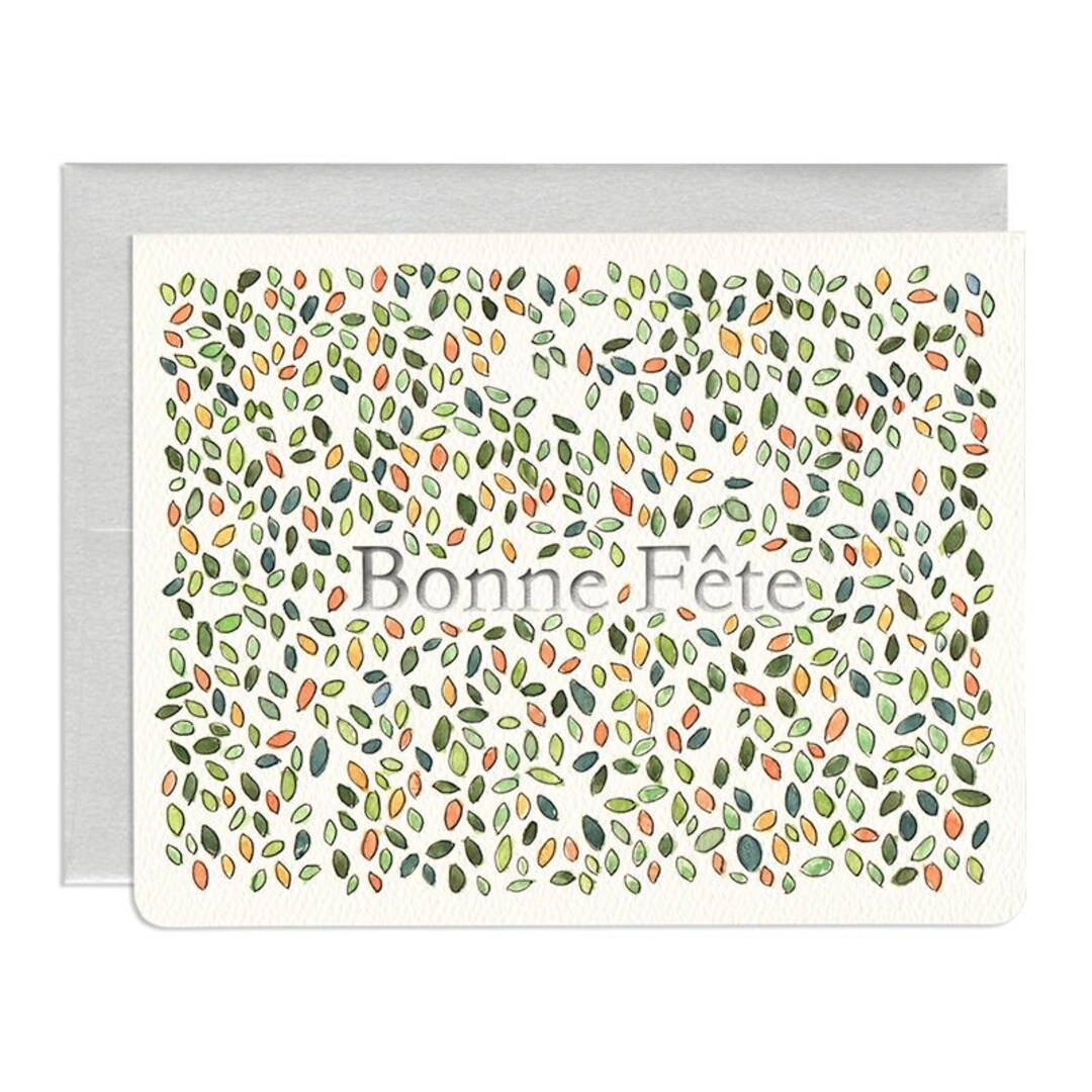 Bonne Fête Card: Colourful Leaves Silver Foil Birthday Greeting - Etsy