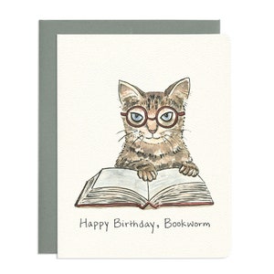 Bookworm Birthday Card - Etsy