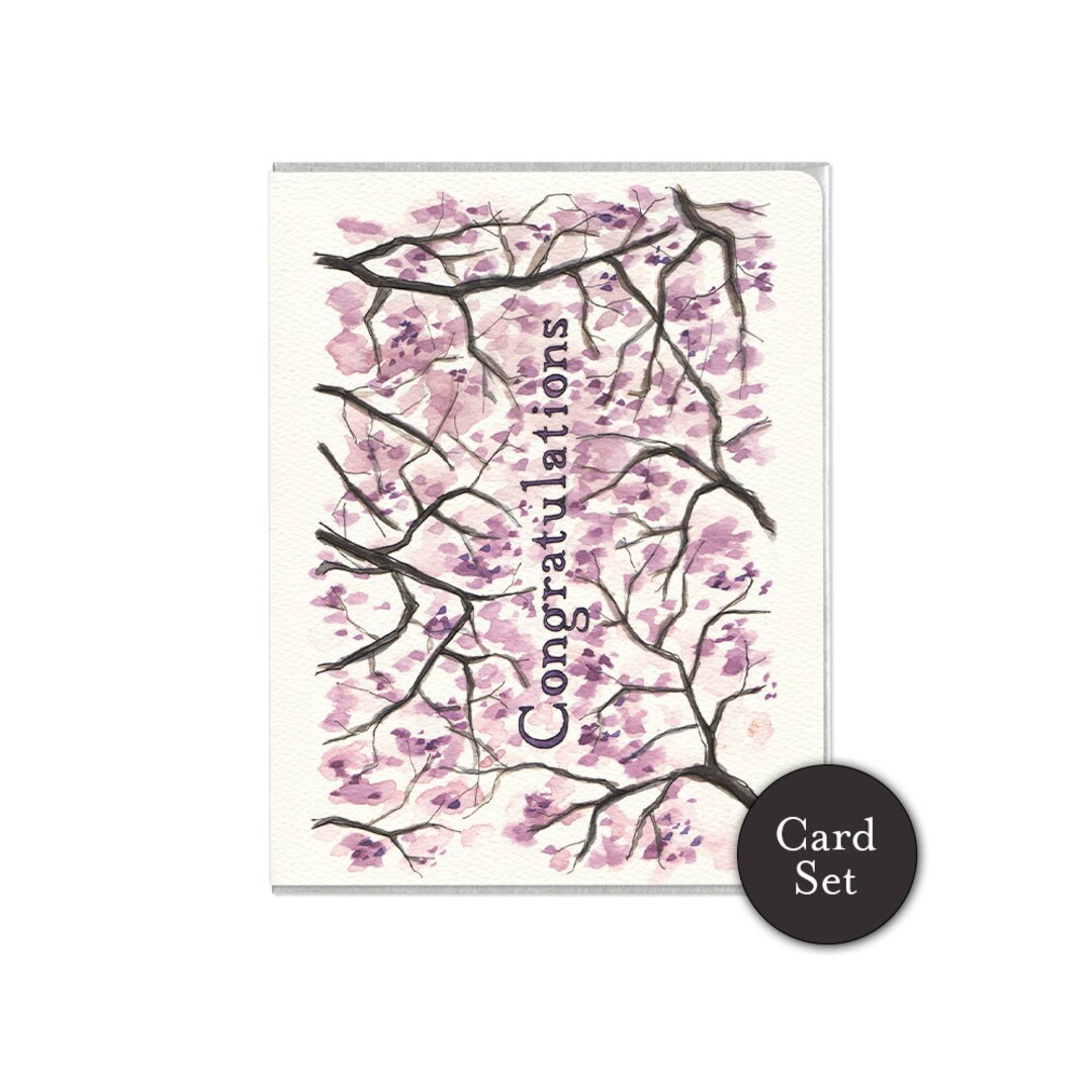 Congratulations Sakura Card Set of 6 - Etsy
