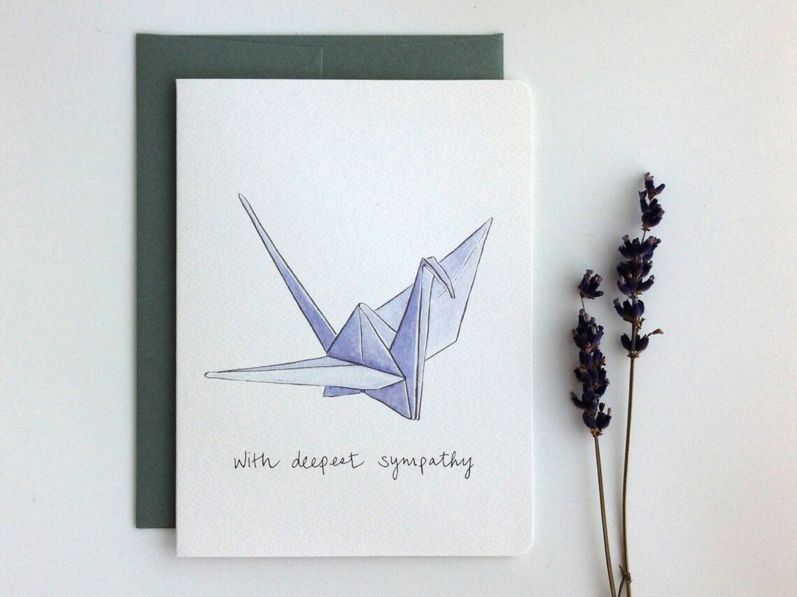 Paper Crane Sympathy Card - Etsy