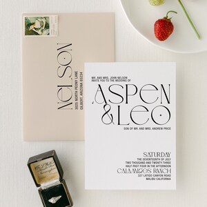 Bold Contemporary Invitation Suite Modern Wedding Invitation Minimal Wedding Romantic Bold Full ...