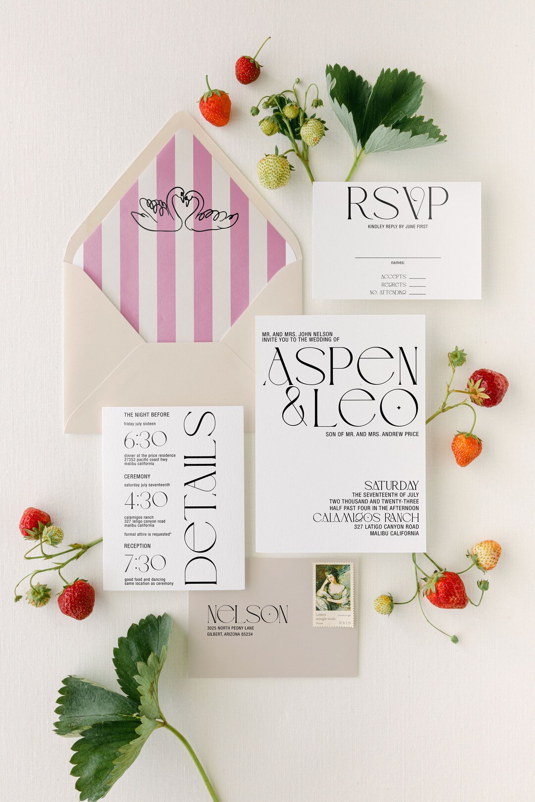 Bold Contemporary Invitation Suite Modern Wedding Invitation Minimal ...
