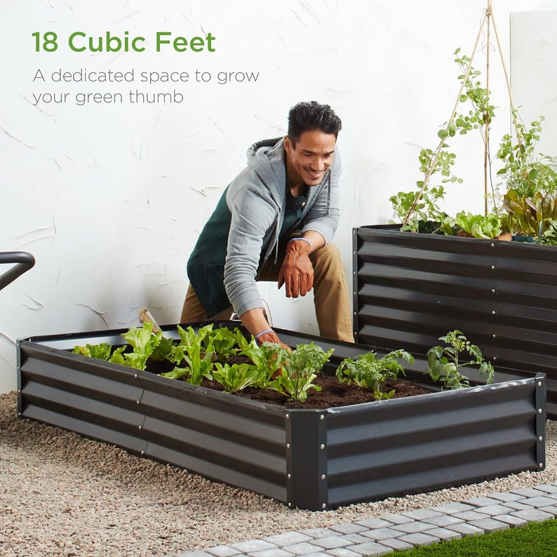 6x3x1ft Outdoor Metal Raised Garden Bed Box Vegetable Planter for ...