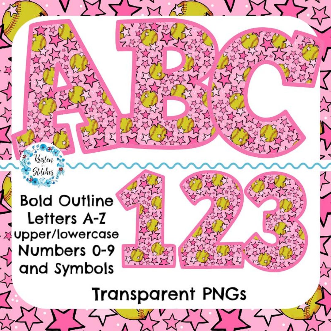 Softball Alphabet Letters A-Z Numbers 0-9 Symbols, Transparent PNG ...