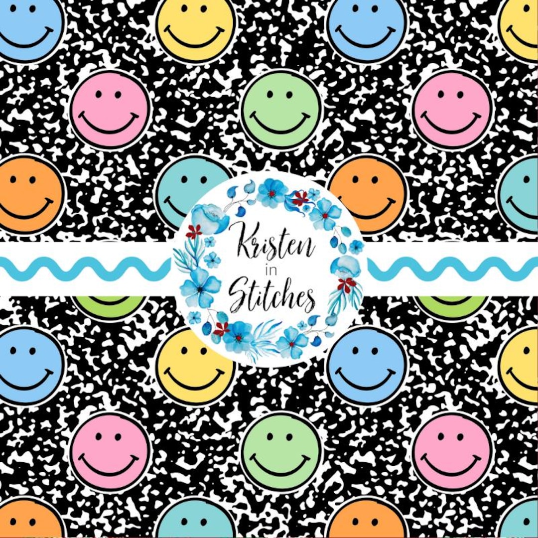 Happy Faces Composition Notebook Texture Seamless Pattern, Digital File ...