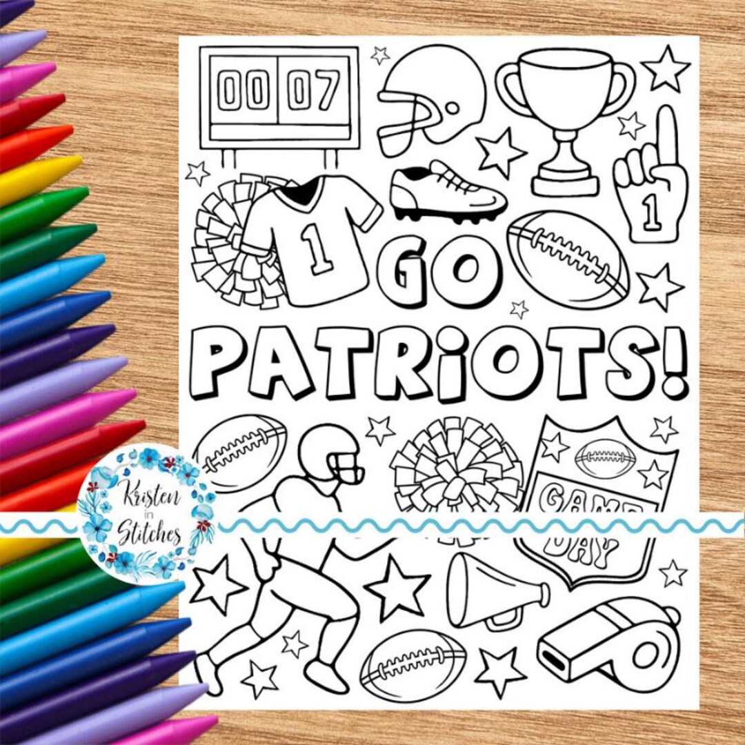 Go Patriots! Football Team Coloring Page, Printable 8.5x11 PDF PNG ...