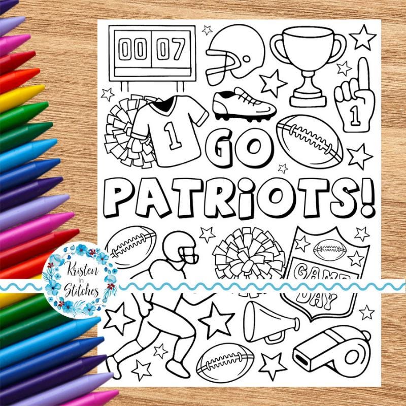 Go Patriots! Football Team Coloring Page, Printable 8.5x11 PDF PNG ...