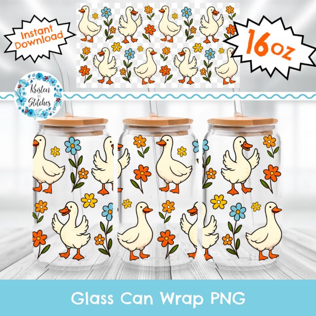 Duck Duck Goose 16 Oz Glass Can Wrap, Transparent Printable PNG, Libbey ...