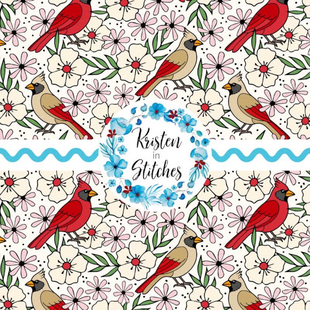 Cardinal Bird Floral Seamless Pattern, Digital File PNG, Instant ...