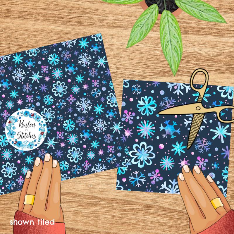 Pretty Winter Snowflakes Seamless Pattern, PNG Digital File, Instant ...