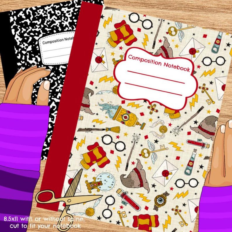 Composition Notebook Cover, Printable Resizable PNG, Back to School ...